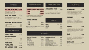 Cafe Menu - Past Times Arcade
